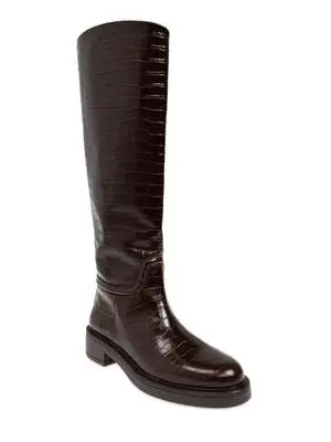 STUART WEITZMAN Crocodile-embossed Leather Boots