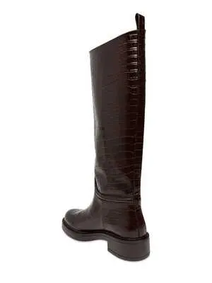 STUART WEITZMAN Crocodile-embossed Leather Boots