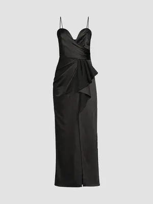 UNGARO Freya Ruffled Satin Gown - Black