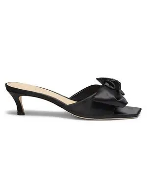 22ÉLEVÉ Women's Satin Bow Mules - White  - Black