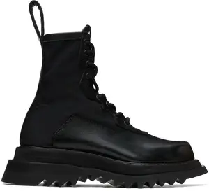 JULIUS Julius Black Double-Sole Combat Boots - Black
