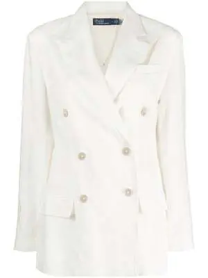 Ralph Lauren Doublebreasted Linen Blazer In - White