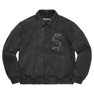 Supreme Pebbled Leather Varsity Jacket