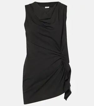 Dries Van Noten Draped Cotton Jersey Top - Black