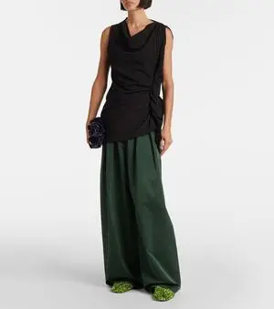 Dries Van Noten Draped Cotton Jersey Top - Black