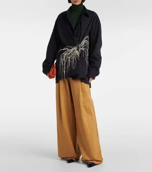 Dries Van Noten Cotton Wide-leg Trousers - Beige