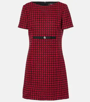Versace Checked Wool-blend Tweed Mini Dress - Red