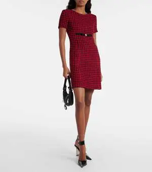 Versace Checked Wool-blend Tweed Mini Dress - Red