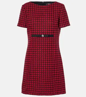 Versace Checked Wool-blend Tweed Mini Dress - Red