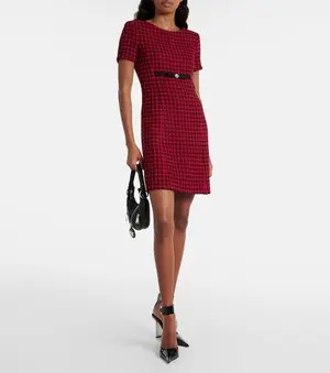 Versace Checked Wool-blend Tweed Mini Dress