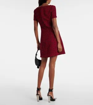 Versace Checked Wool-blend Tweed Mini Dress