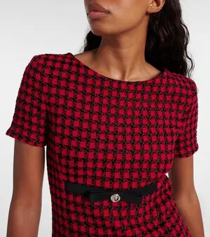 Versace Checked Wool-blend Tweed Mini Dress