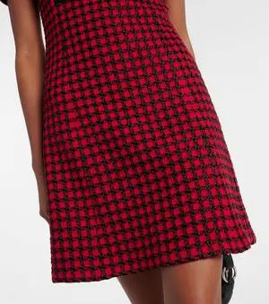 Versace Checked Wool-blend Tweed Mini Dress - Red