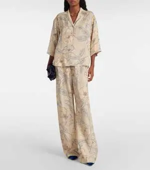 Dries Van Noten Floral Wide-leg Pants - Neutrals