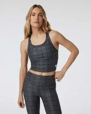 Vuori Elevation Racerback Tank Top Charcoal Windowpane