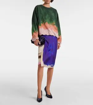 Dries Van Noten Ombré Silk-blend Top - Green