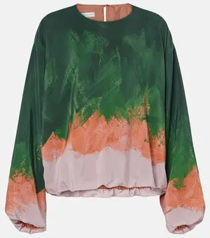 Dries Van Noten Ombré Silk-blend Top - Green