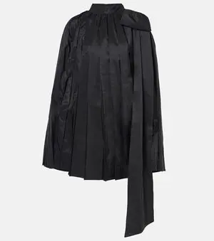 Simone Rocha Caped Pleated Taffeta Minidress - Black