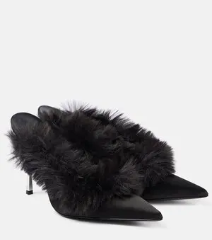 Magda Butrym Faux Shearling Mules - Black