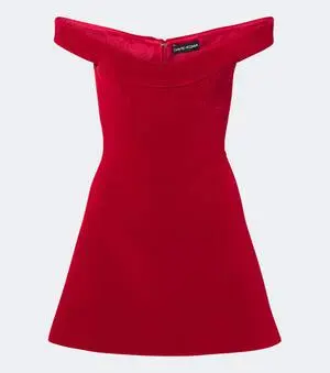David Koma David Koma Off-Shoulder Velvet Mini Dress Red