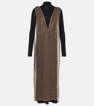 Dorothee Schumacher Pure Glam Sequined Floral Wool Midi Dress - Brown
