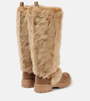GIANVITO ROSSI Shearling-trimmed Knee-high Boots