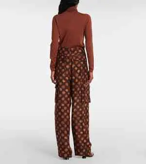 Dries Van Noten Printed Silk Cargo Trousers