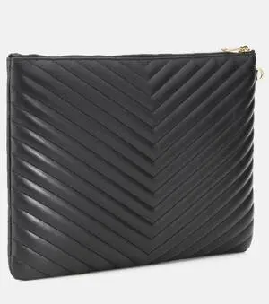 Saint Laurent Cassandre Matelassé Leather Wristlet - Black
