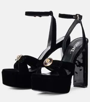 Versace Medusa Velvet Platform Sandals