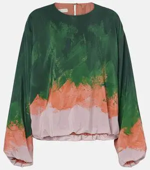 Dries Van Noten Ombre Silk-blend Top