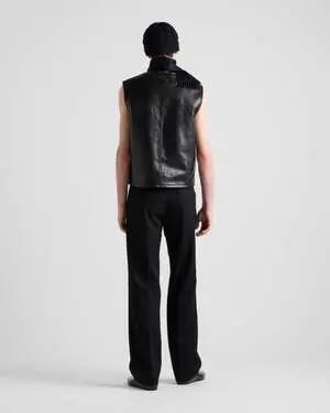 Prada Leather And Shearling Vest - Black | Editorialist