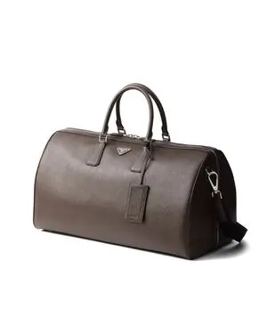 Prada Saffiano Leather Travel Bag - Brown