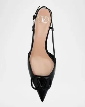 Valentino Garavani Vlogo Patent Kitten Slingback Pumps - Nero