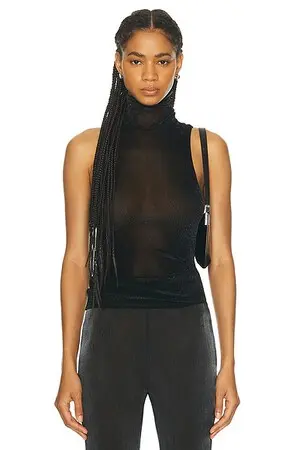 PRISCAVERA Turtleneck Racerback Tank Top