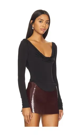 LOVERS AND FRIENDS Xander Top Draped Jersey Long Sleeve - Black