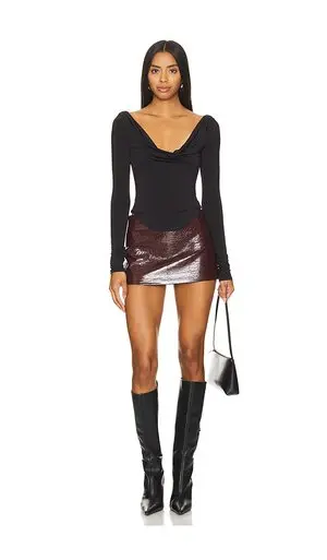 LOVERS AND FRIENDS Xander Top Draped Jersey Long Sleeve - Black