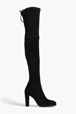 STUART WEITZMAN Suede Thigh Boots - Black