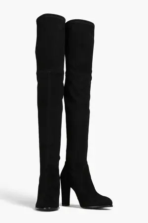 STUART WEITZMAN Suede Thigh Boots - Black
