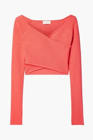 Lapointe Cropped Wrap-effect Stretch-knit Top