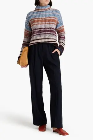 Autumn Cashmere Striped Cashmere Turtleneck Sweater