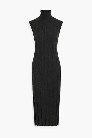 Autumn Cashmere Ribbed Cashmere Turtleneck Midi Dress