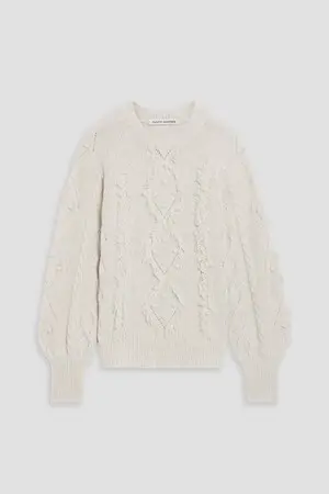Autumn Cashmere Pompom-embellished Cable-knit Cashmere Sweater