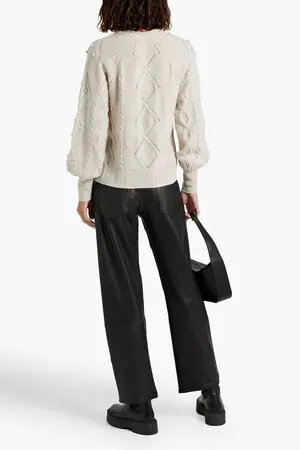 Autumn Cashmere Pompom-embellished Cable-knit Cashmere Sweater