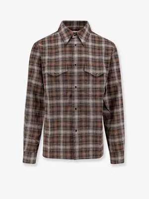 TONYWACK Cotton Shirt With Madras Motif - Brown