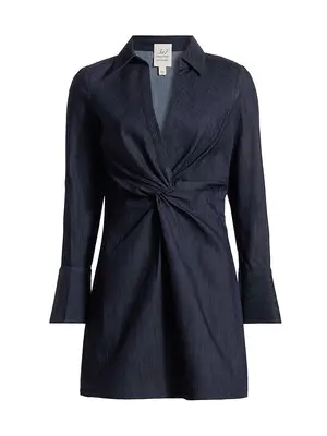 Cinq À Sept Mckenna Twist-front Denim Minidress - Indigo