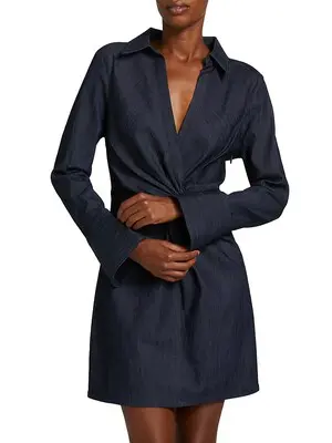 Cinq À Sept Mckenna Twist-front Denim Minidress