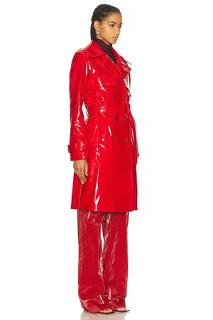 PRISCAVERA Patent Leather Trench Coat