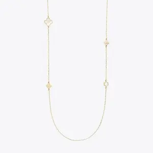 Tory Burch Forget Me Not Long Necklace - Tory Gold/mother Of Pearl
