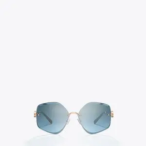 Tory Burch Tory Burch Miller Metal Geometric Sunglasses Shiny Rose Gold/dark Blue