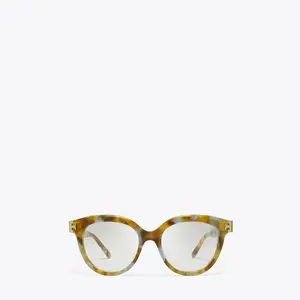 Tory Burch Eleanor Round Eyeglasses - Blue Honey Tortoise